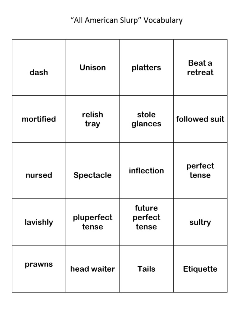 Vocabulary: All American Slurp | PDF