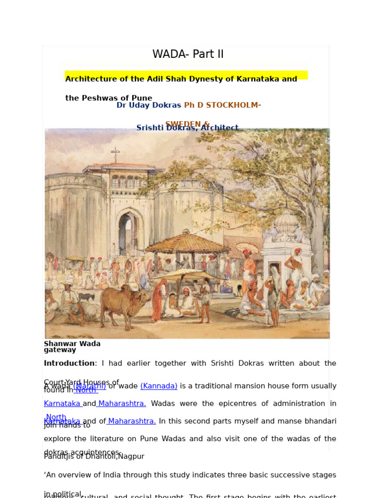 Wadas: Architecture of Adil Shah & Peshwas | PDF