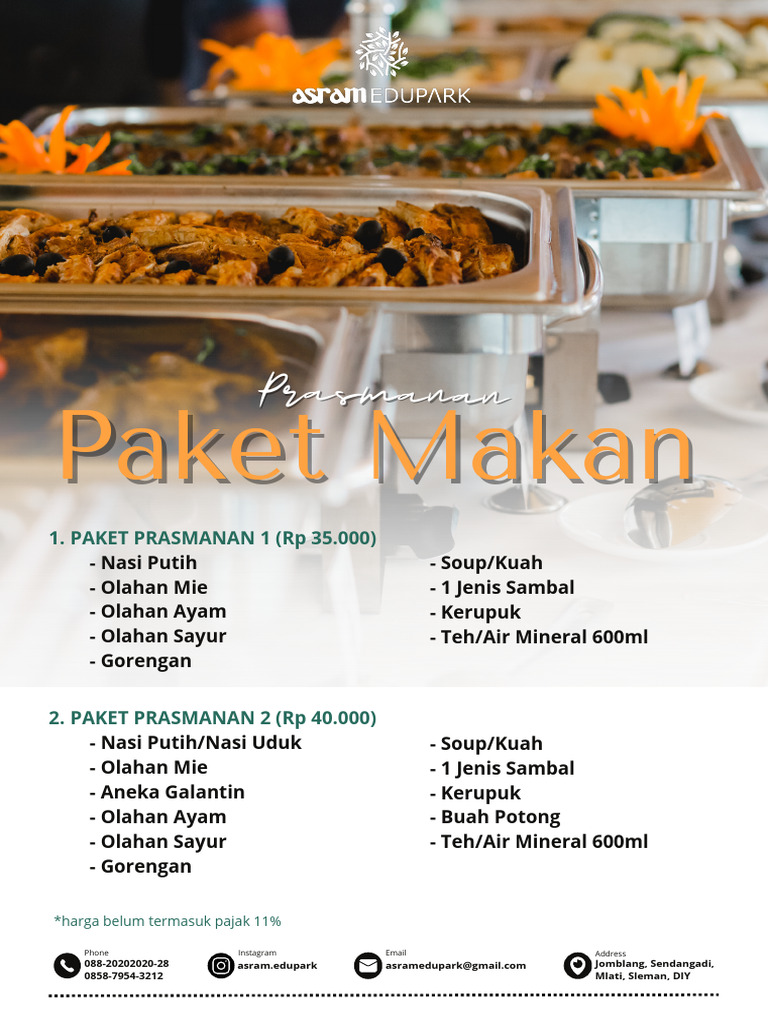 Asram Edupark Reservation Menu | PDF | Cuisine | Foods