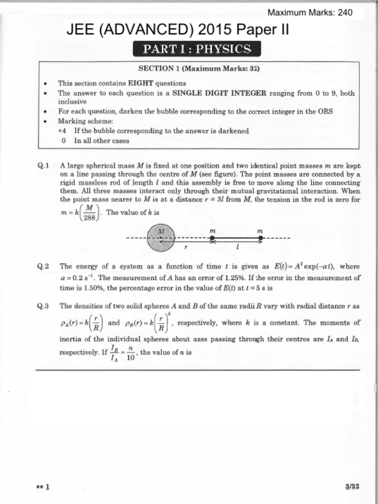 IIT JEE 2015 Paper 2 Unsolved | PDF