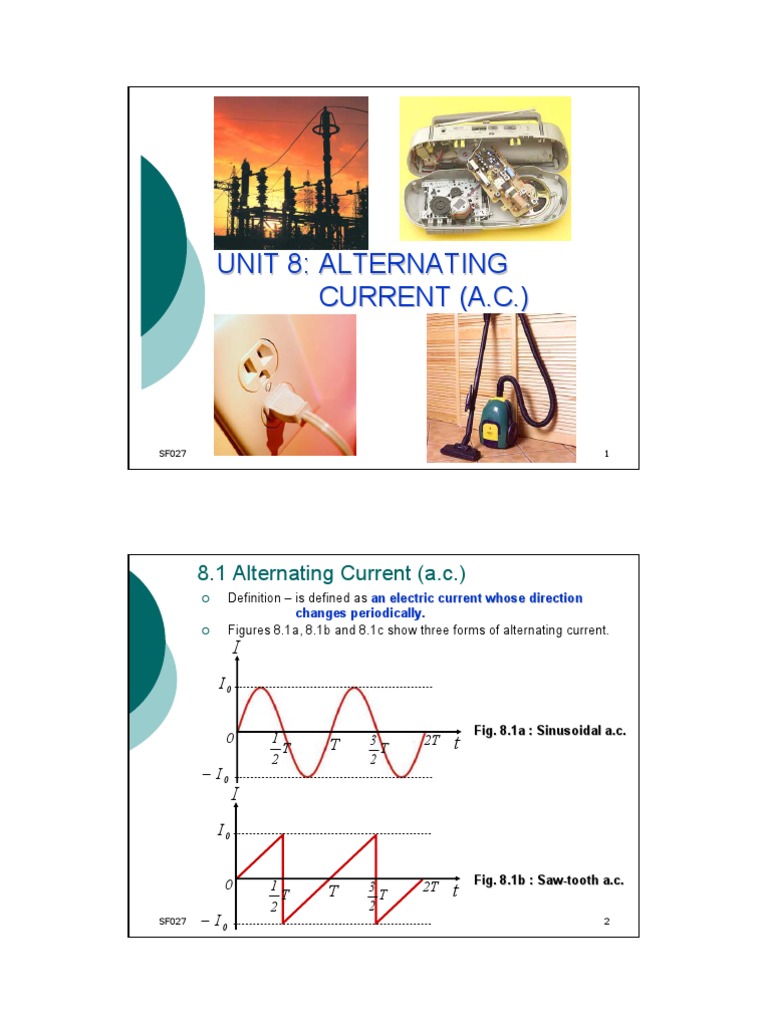 Unit 8: Alternating Current (A.C.) | PDF | Rectifier | Capacitor