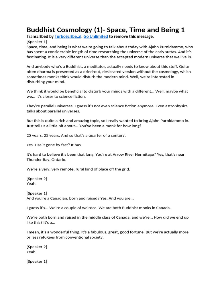 Buddhist Cosmology (1) - Space, Time and Being 1 | PDF