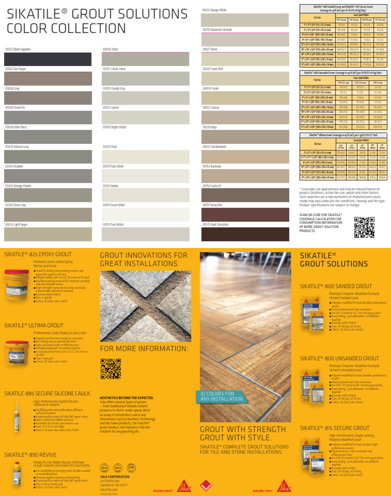 SikaTile Grout Color Chart | PDF | Tile | Silicone