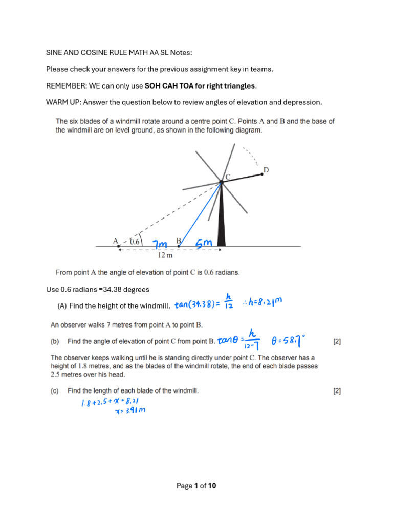 Sine and Cosine Rule Notes | PDF | Euclidean Plane Geometry | Angle