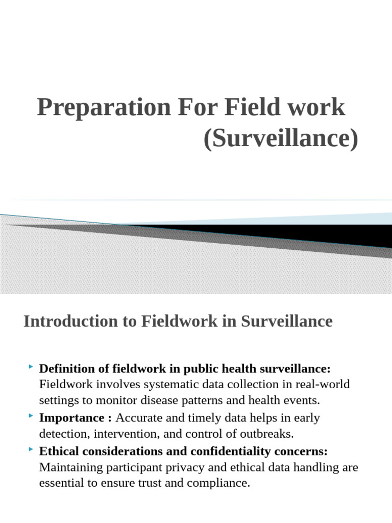Preparation For Field Work (Surveillance) | PDF | Sampling (Statistics ...