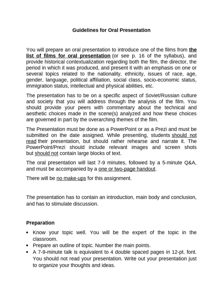 Guidelines For Oral Presentation 1 | PDF | Human Communication