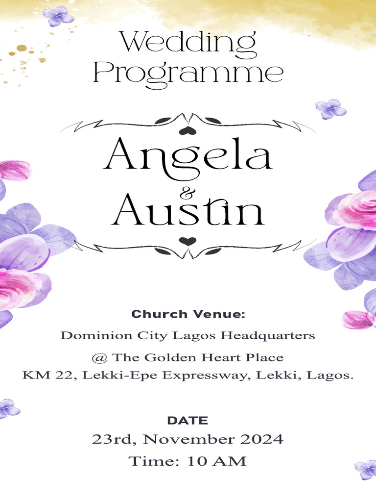 AA Wedding Programme | PDF