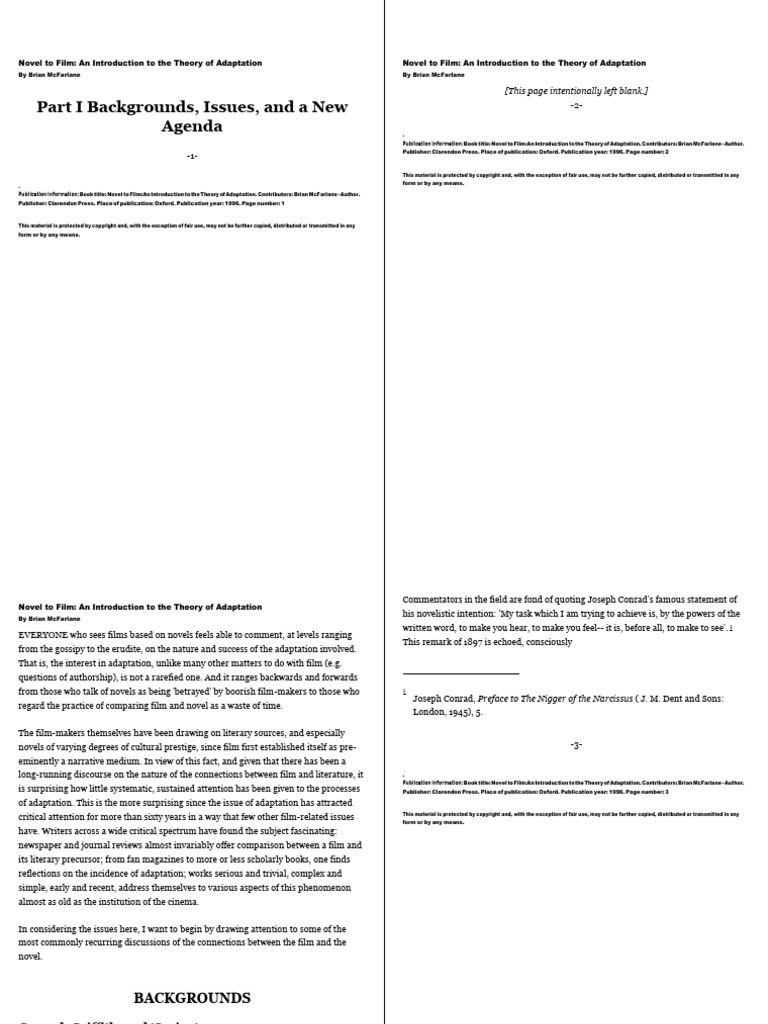 Adaptation Theory in McFarlane's Work | PDF | Novels | Fair Use