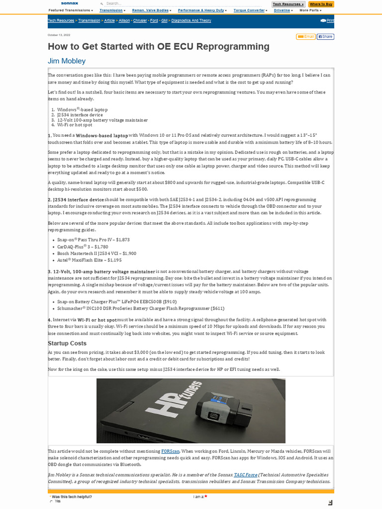 How To Get Started With Oe Ecu Reprogramming - Sonnax | PDF | Laptop | Battery Charger