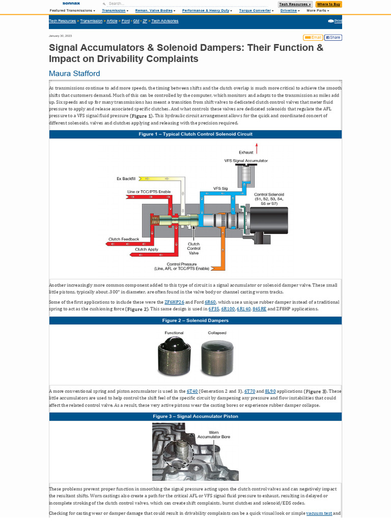 Signal Accumulator - Solenoid Damper Shift Function - Sonnax | PDF ...