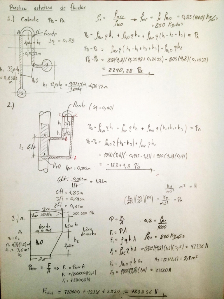 Estática Fluidos Complemento | PDF