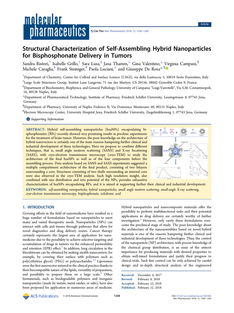 Hybrid Nanoparticles for Tumor Drug Delivery | PDF | Polyethylene ...