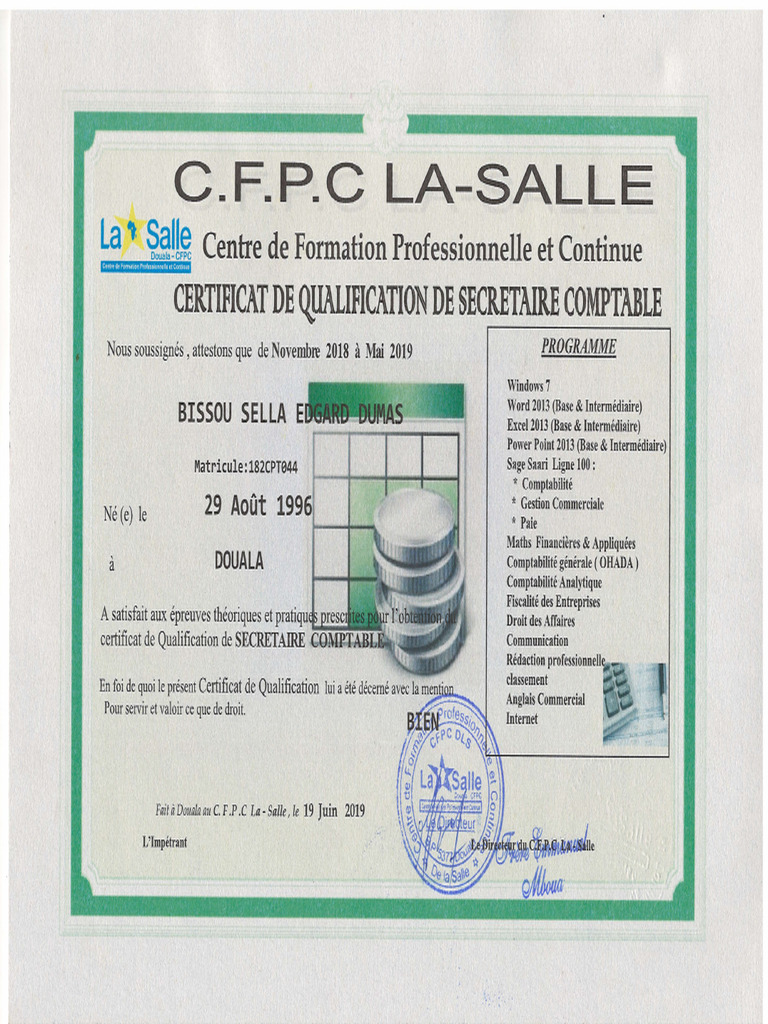 Certificat de Qualification | PDF