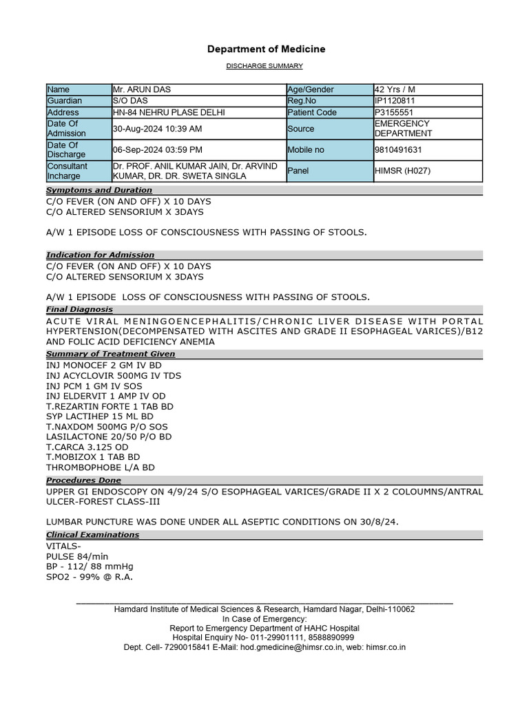 Print Discharge Summary Report To New Print | PDF | White Blood Cell ...