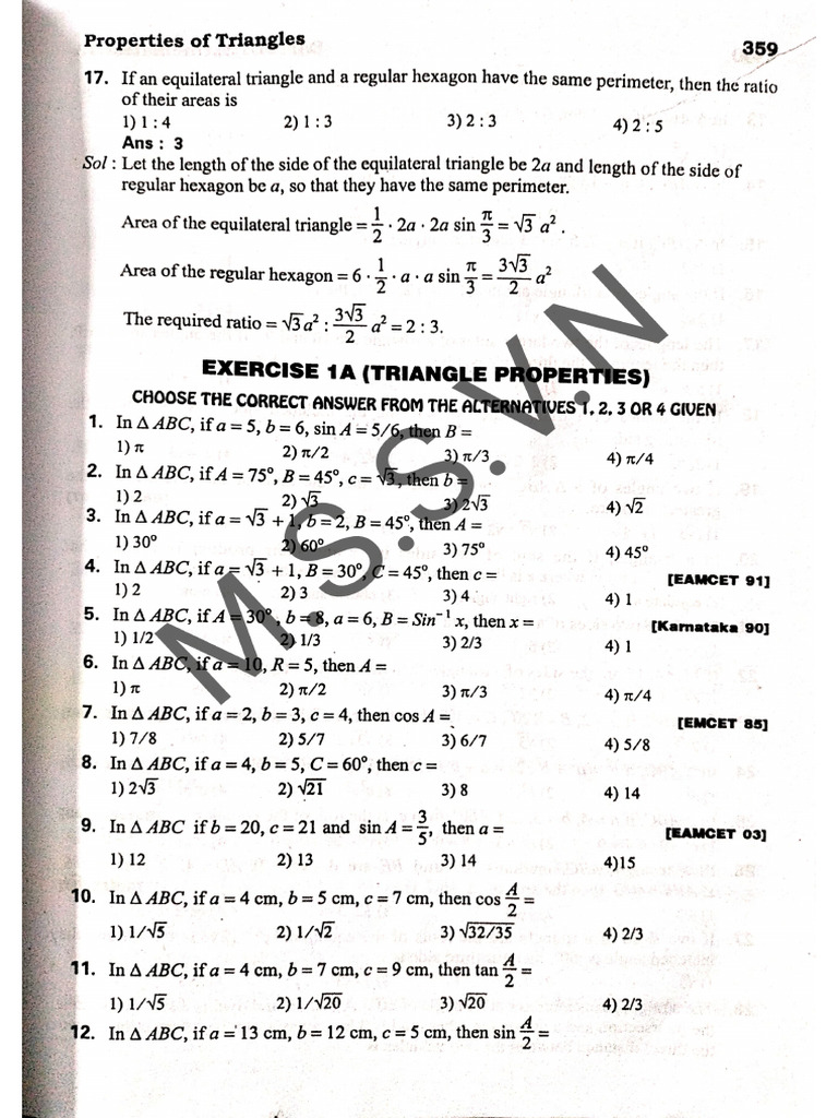EAMCET Properties of Triangle Questions | PDF