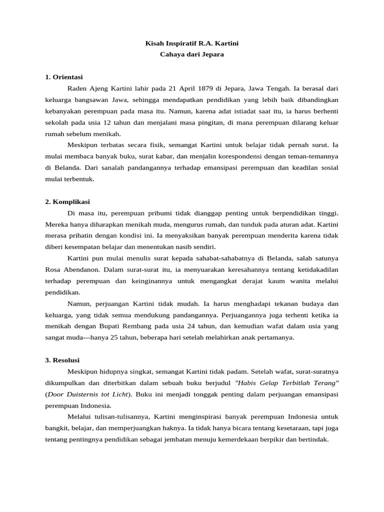 Kisah Inspiratif RA KARTINI | PDF