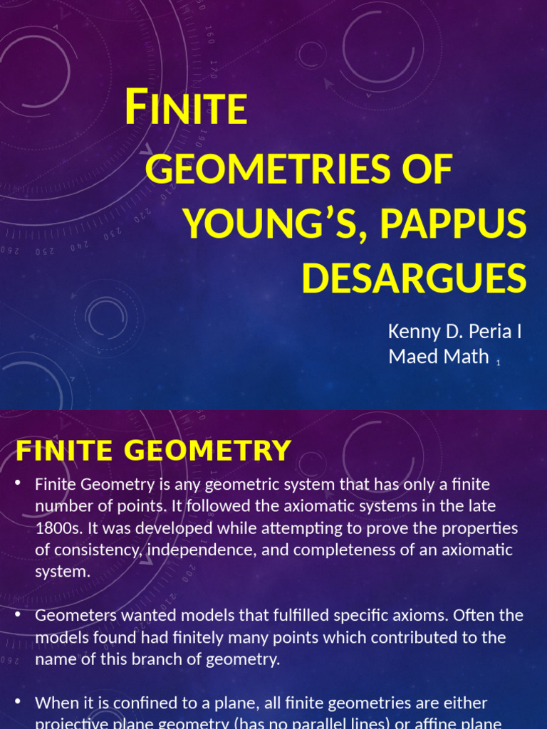 Finite Geometry Youngs Pappus Desargues | PDF | Line (Geometry) | Projective Geometry