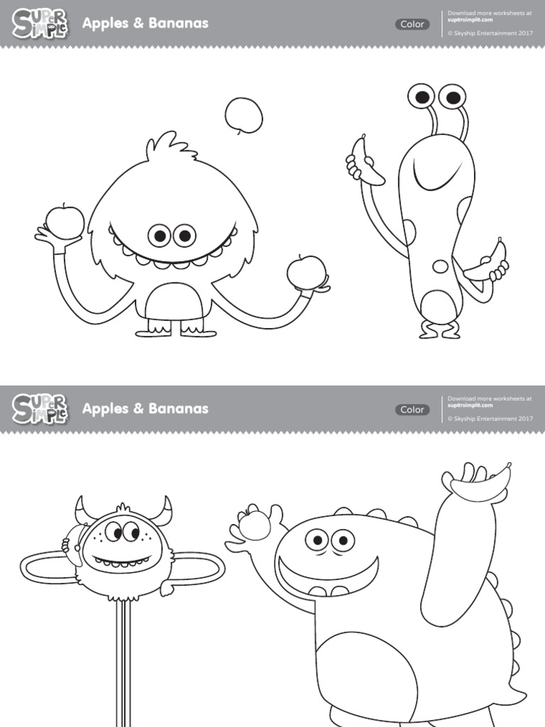 Apples and Bananas Worksheet Color | PDF