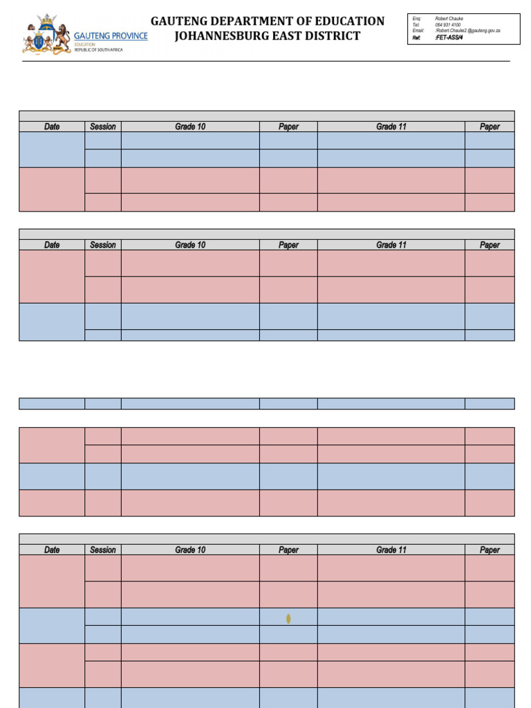 Amended FINAL FINAL G10 and 11 Exam Timetable 29 OCTOBER 2024 | PDF ...