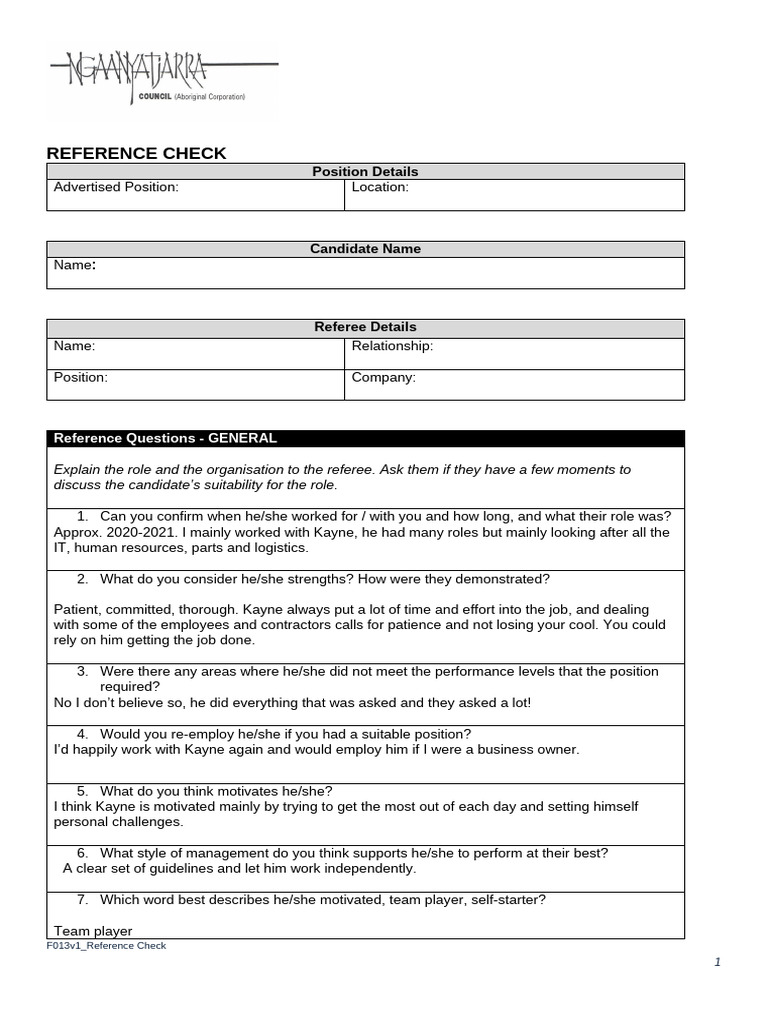 CDP Engagement Officer Position - Reference Check | PDF | Psychology | Social Psychology