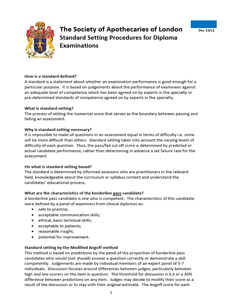 Standard Setting Procedures For Diploma Examinations | PDF