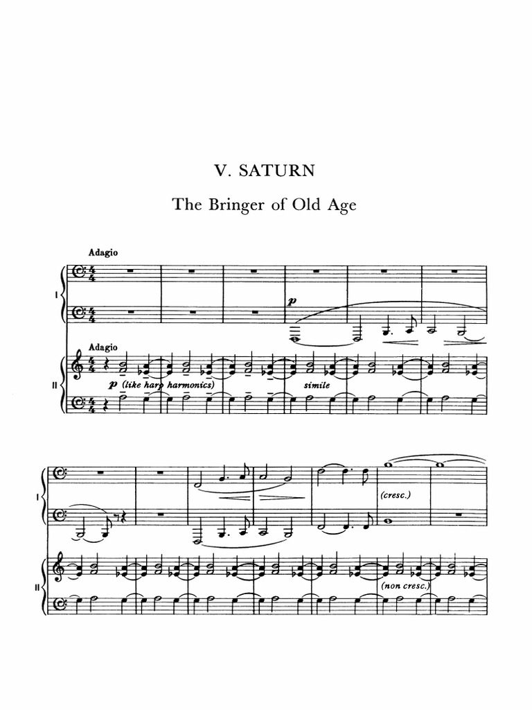 Holst - The Planets (For Two Pianos), Saturn | PDF
