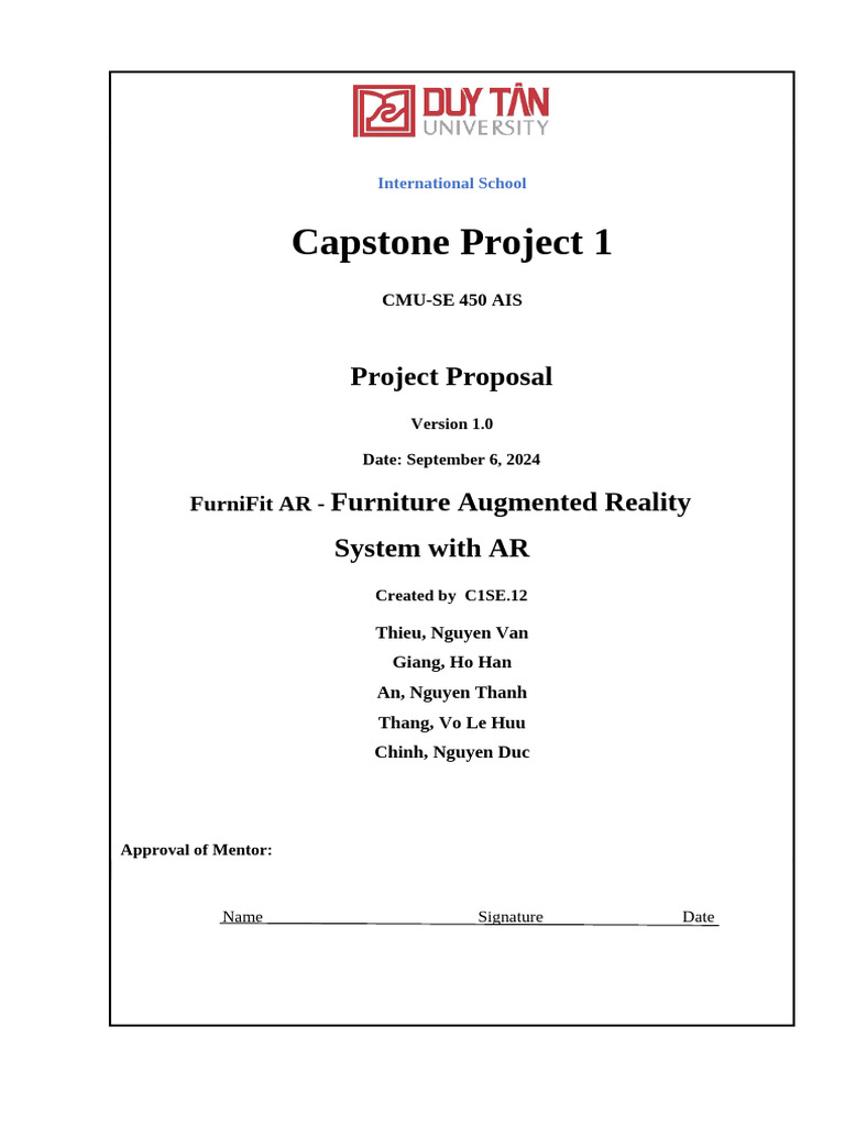 C2SE.03 - Capstone 2 Project Proposal | PDF | Augmented Reality | Computing