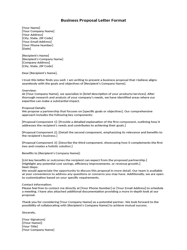 Business Proposal Letter Format | PDF