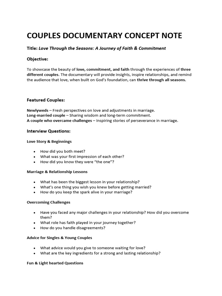 Couples Documentary Concept Note | PDF