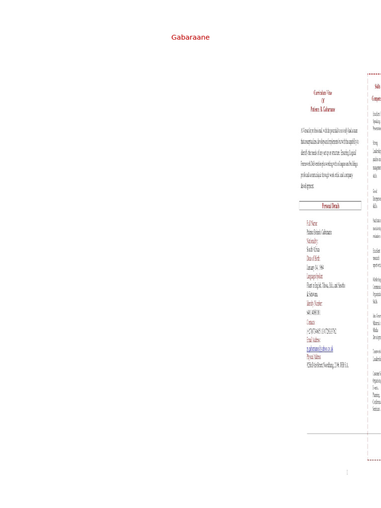 Boineelo Patience Gabaraane CV 2024318 | PDF