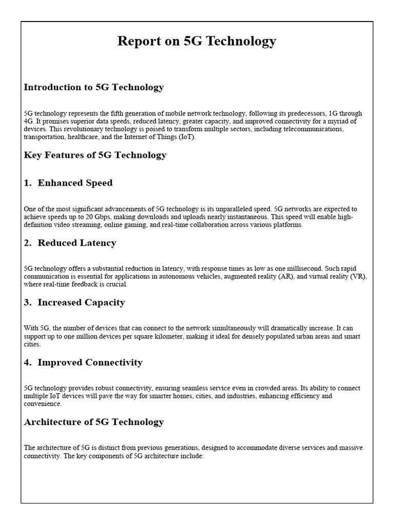Report On 5G Technology | PDF | Computer Network | Mimo