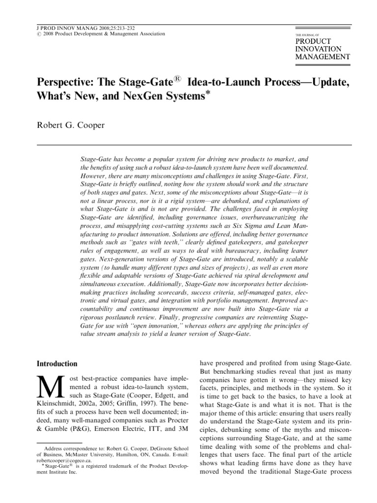 Stage-Gate Process Update and Insights | PDF | Six Sigma