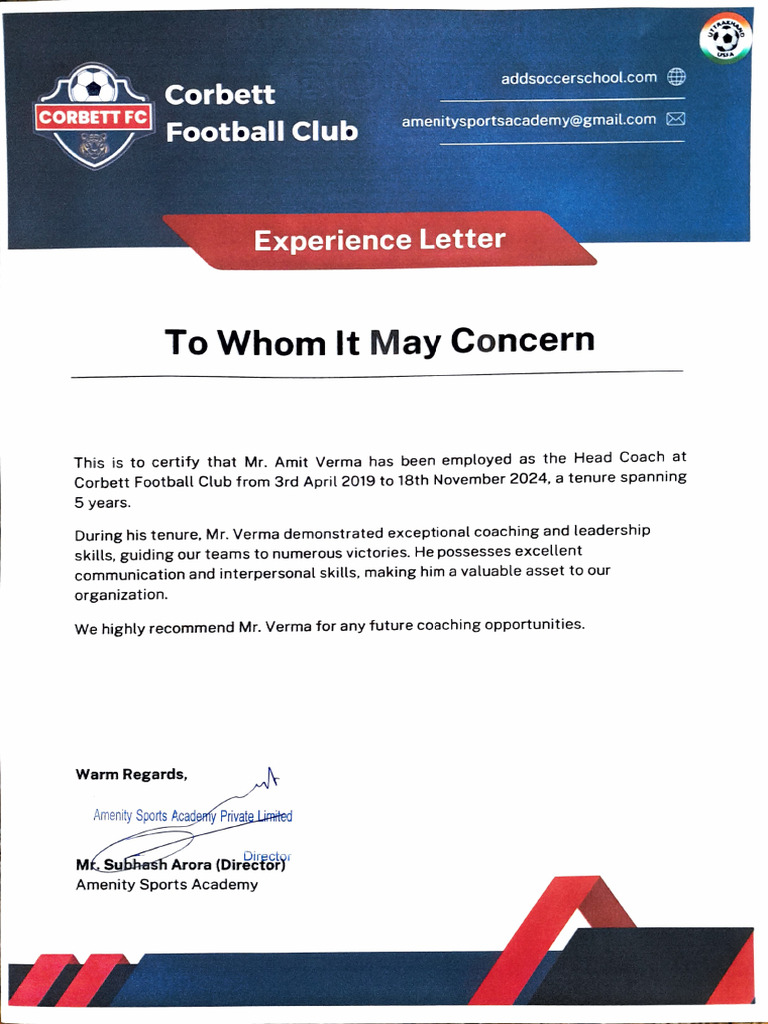 Recommendation for Coach Amit Verma | PDF | Communication