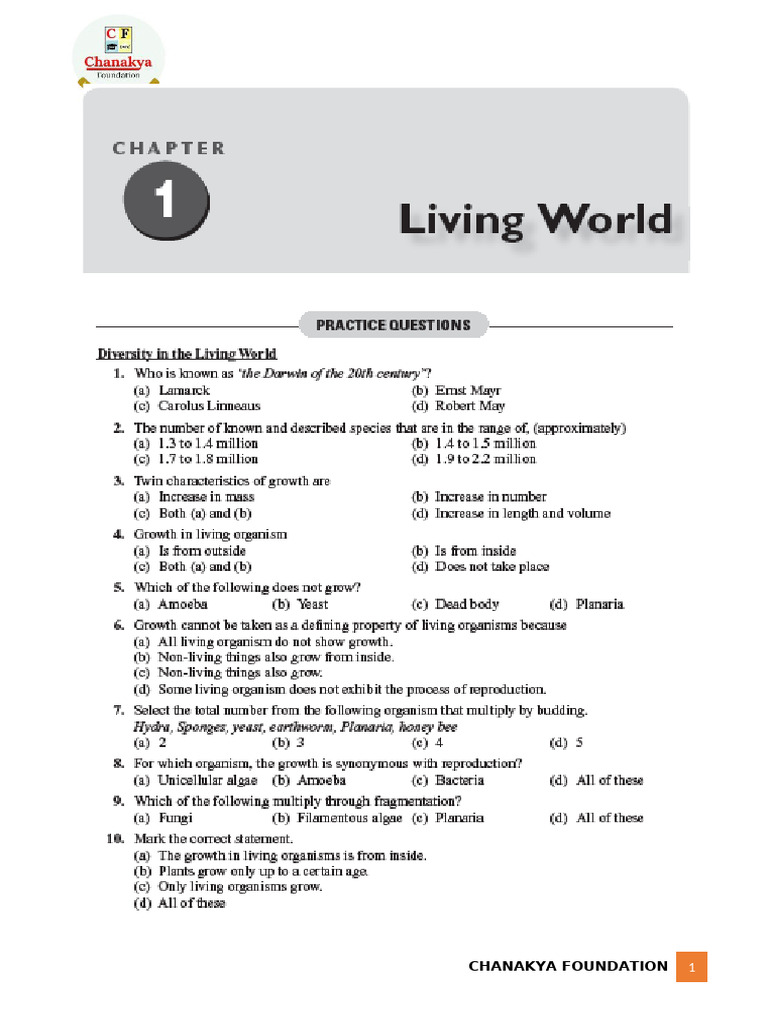 Chapter 1 Living World | PDF