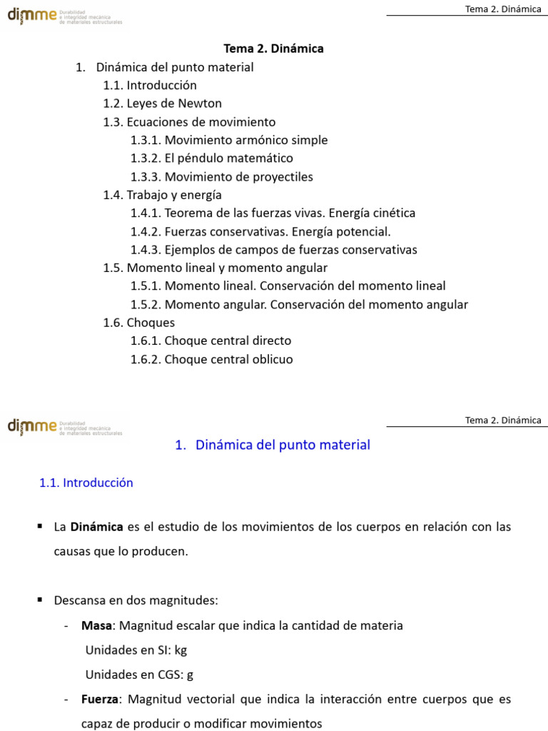 DinÃ¡mica Del Punto Material | PDF | Las leyes del movimiento de Newton ...