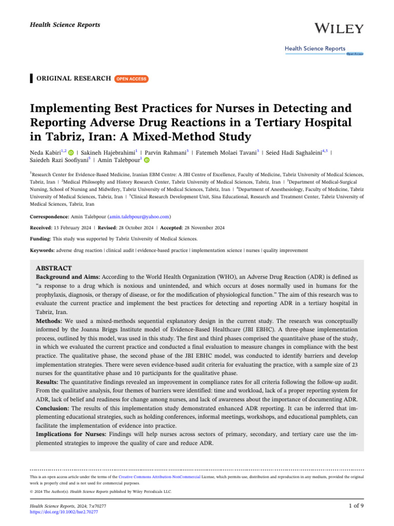 Implementing Best Practices For Nurses in Detectin | PDF | Pharmacovigilance | Audit