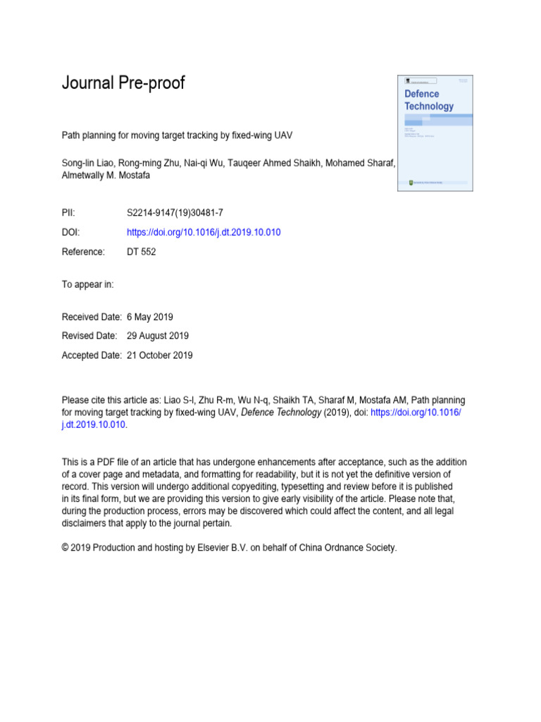 Path Planning for Moving Target Tracking by Fixed-wing UAV | PDF ...