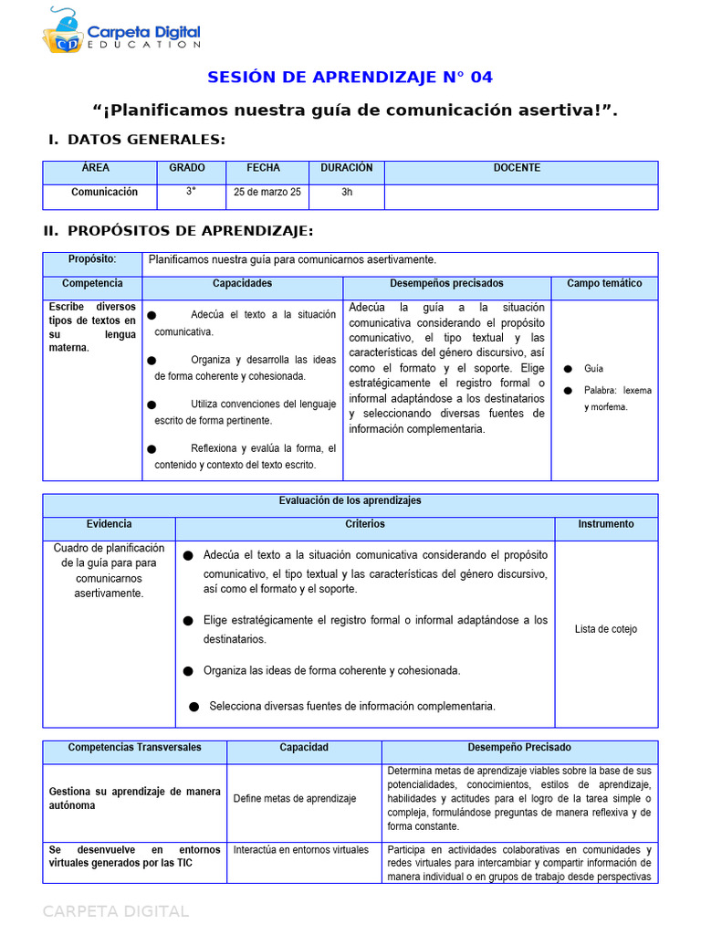 Sesión de Aprendizaje 4 | PDF | Aprendizaje | Enseñando