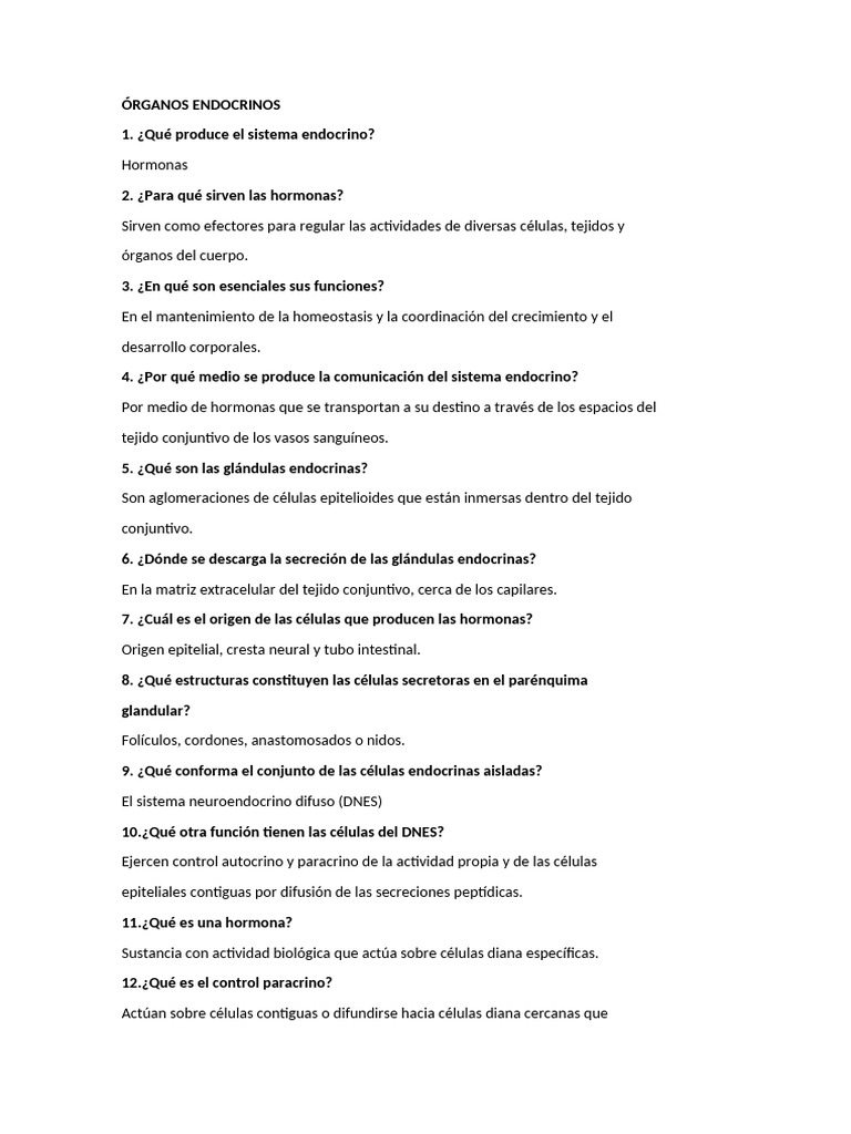 Funciones y Estructura de Órganos Endocrinos | PDF | Hormona | Glándula ...