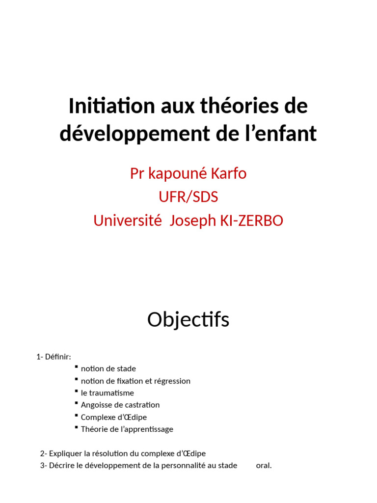 Initiation Aux Théories de Développement de L'enfant-1 | PDF | Complexe d'Œdipe | Psychologie