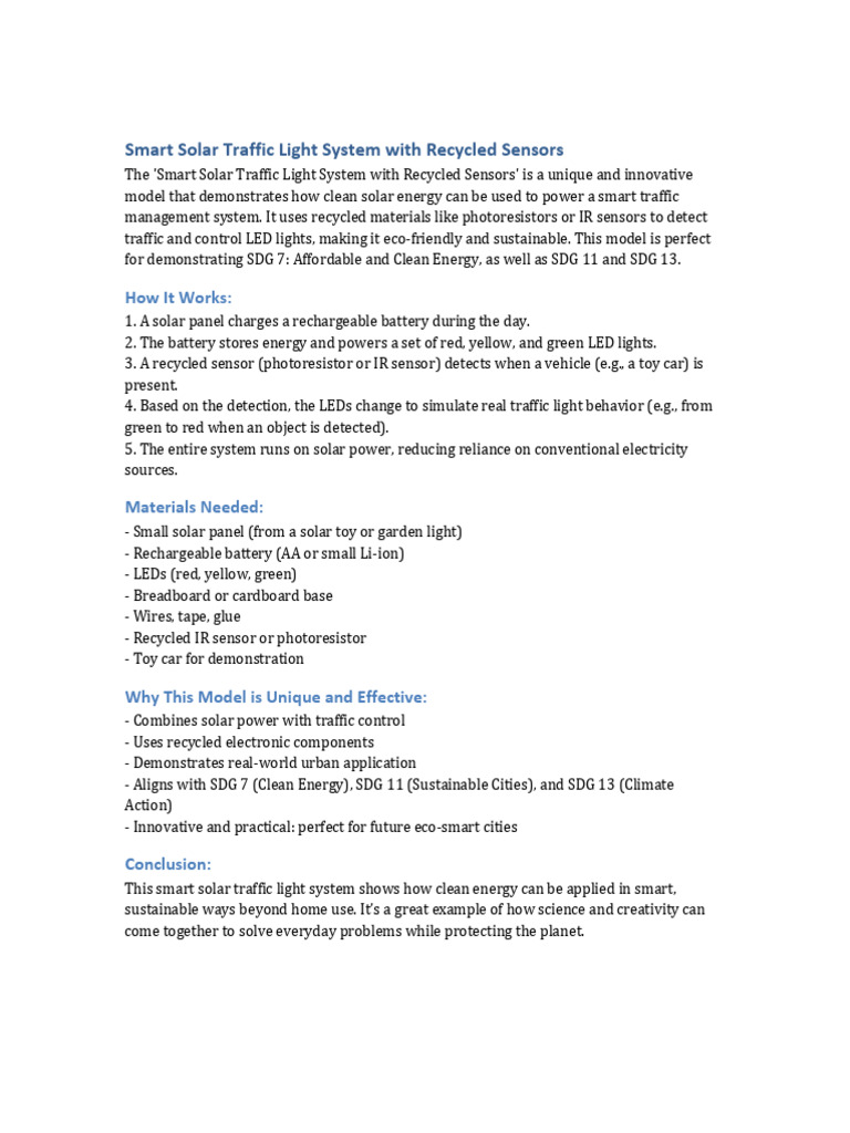 Solar-Powered Traffic Light System | PDF