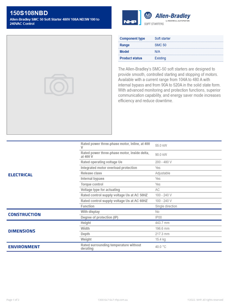 150S108NBD NZ Soft Starter Datasheet | PDF | Alternating Current ...