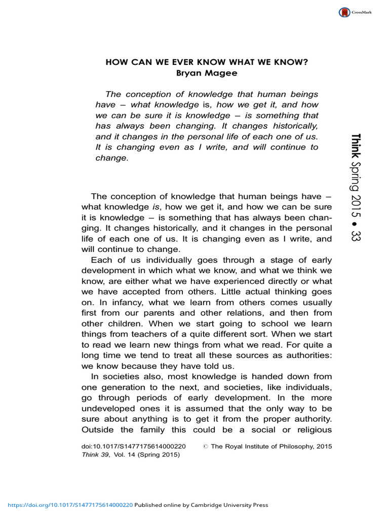 How Can We Ever Know What We Know | PDF | Argument | Logic