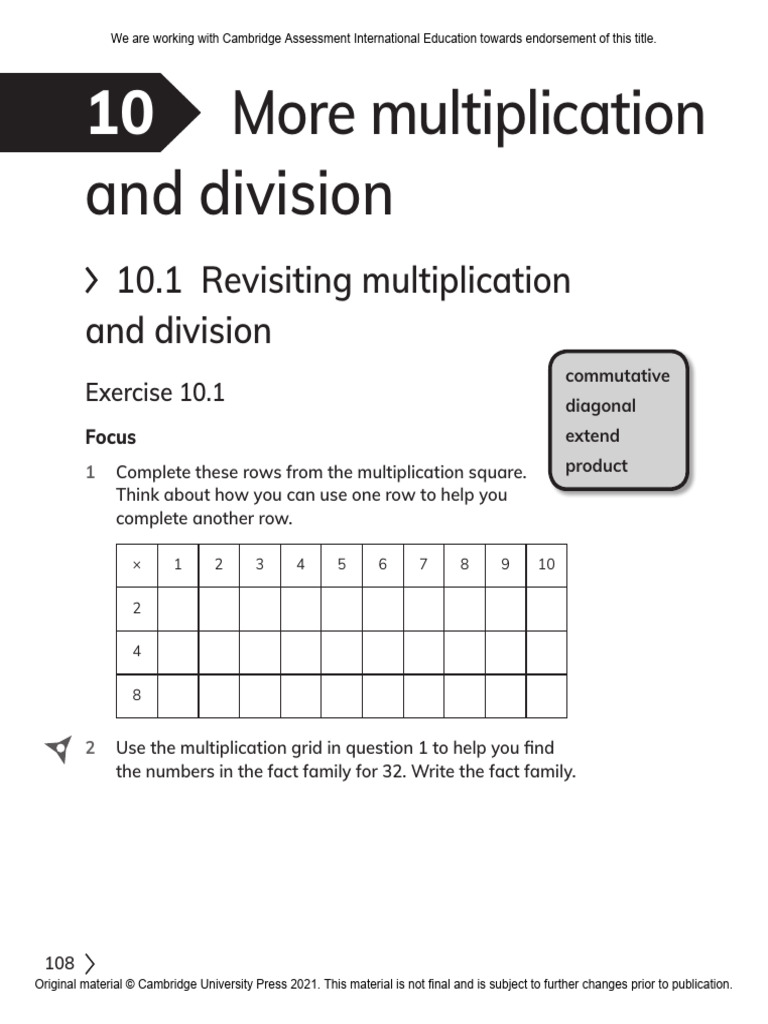 Unit 10 - Mathematics - Stage 3 - Workbook | PDF | Multiplication ...