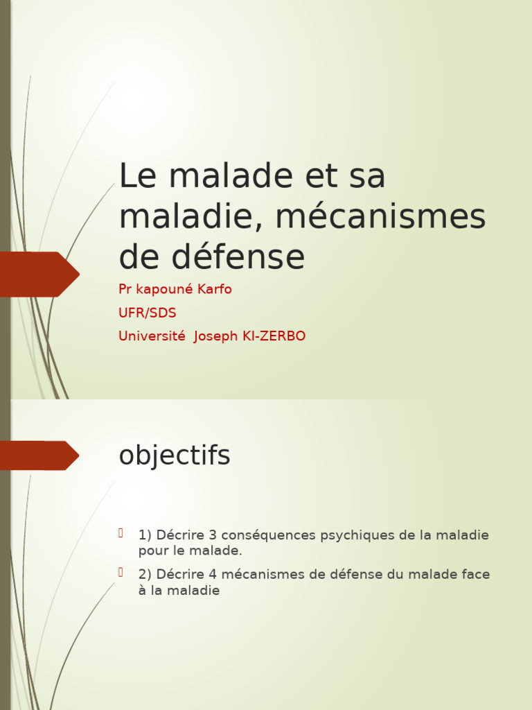 Le Malade Et Sa Maladie, Mécanismes de | PDF | Psychologie | Souffrance