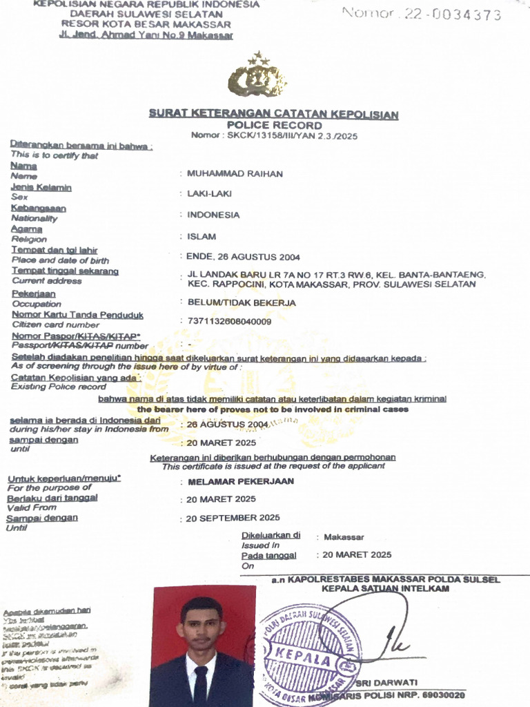 Contoh SKCK - 20250320-1407 | PDF