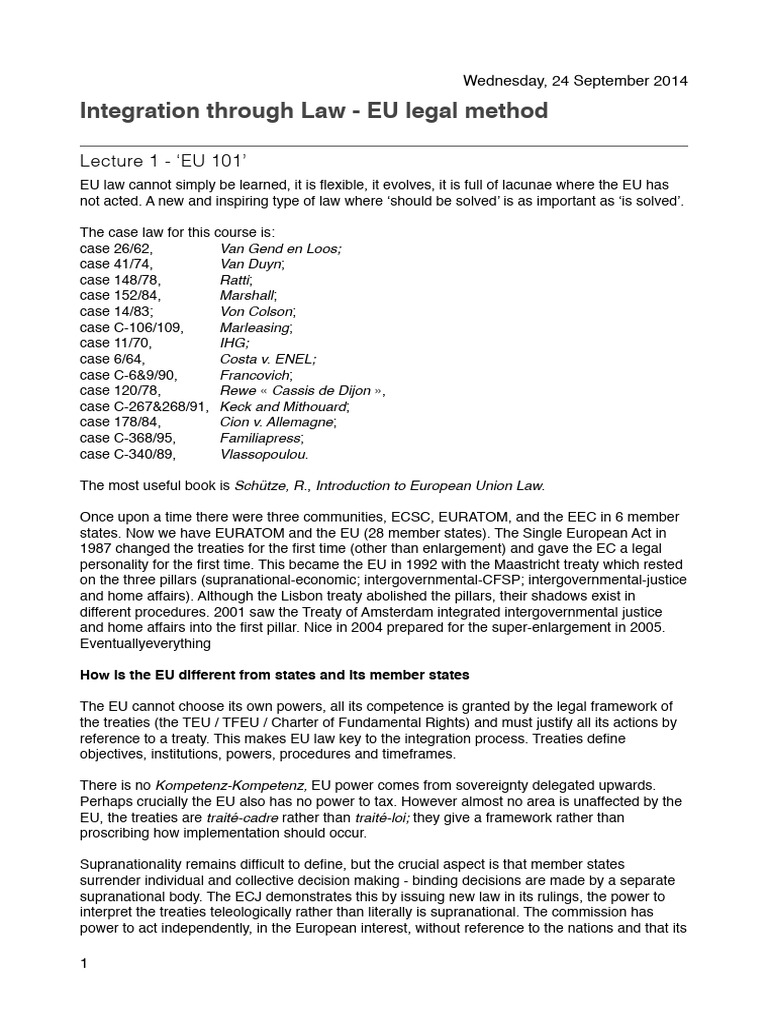 EU Law and Integration Overview | PDF | European Union Law | European Union