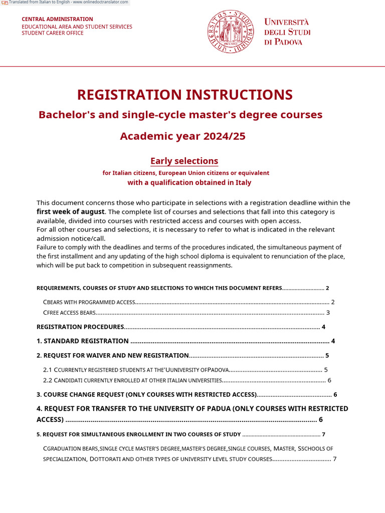 Registration Guide for 2024/25 Courses | PDF | Engineering | Academic ...
