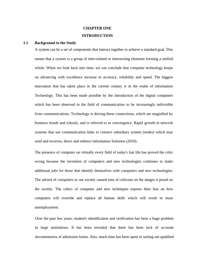 CHAPTER ONE to Three (Autosaved) | PDF | System | Databases
