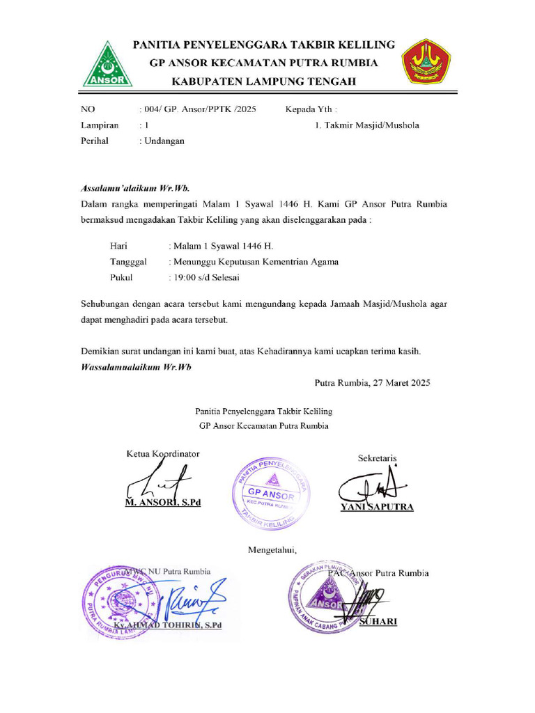 UNDANGAN TAKBIR KELILING 2025 | PDF